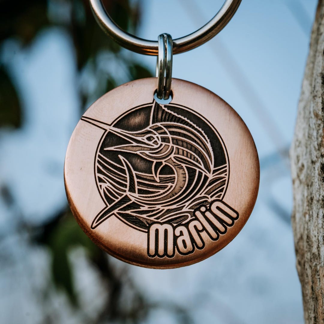 Marlin Fish Tag | Engraved | Copper | Personalized | Pet Cat Id Tag ...