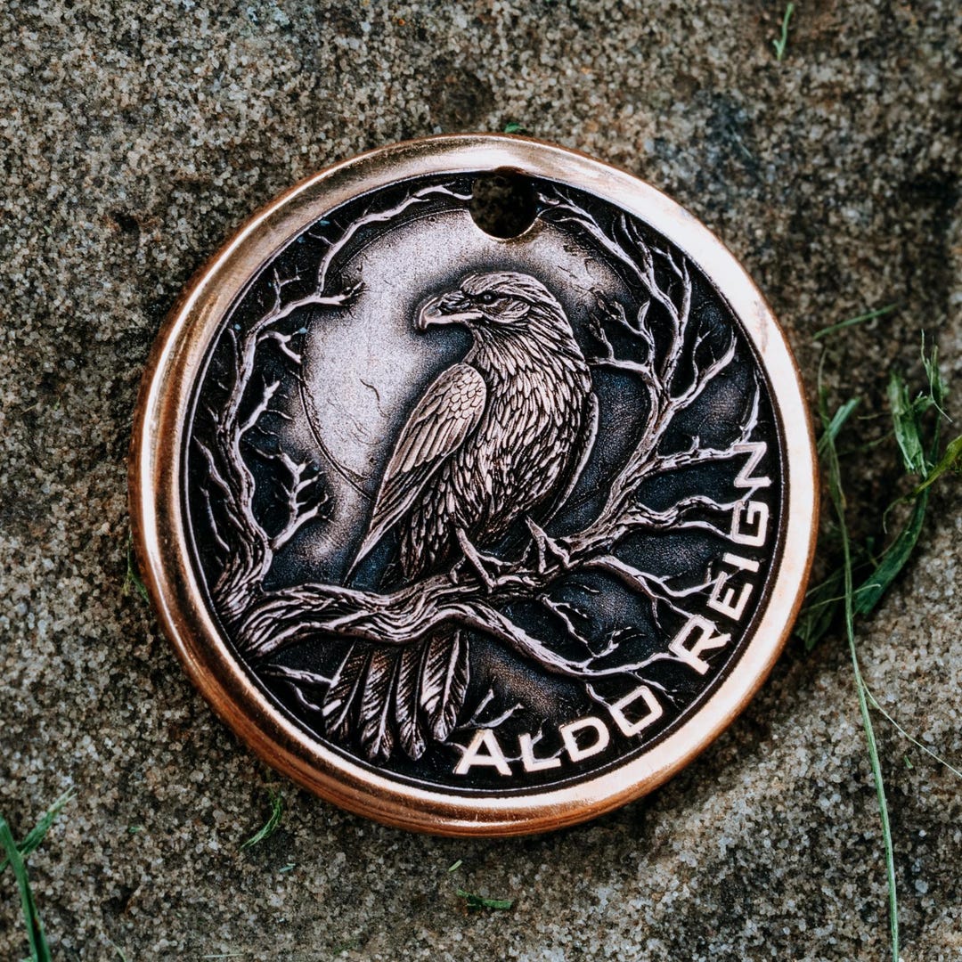 Raven Full Moon Dog Tag | Engraved | Copper | Personalized | Pet Cat Id ...