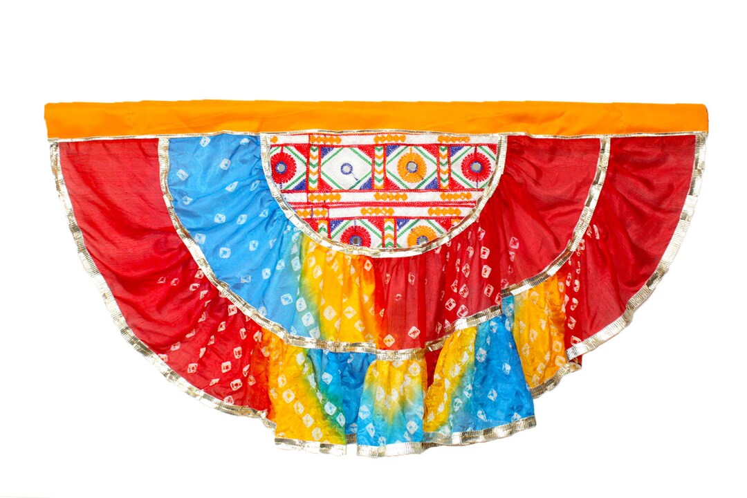 Jaipuri Bandhani Print Traditional Decor Fan With Gujarati Embroidery ...