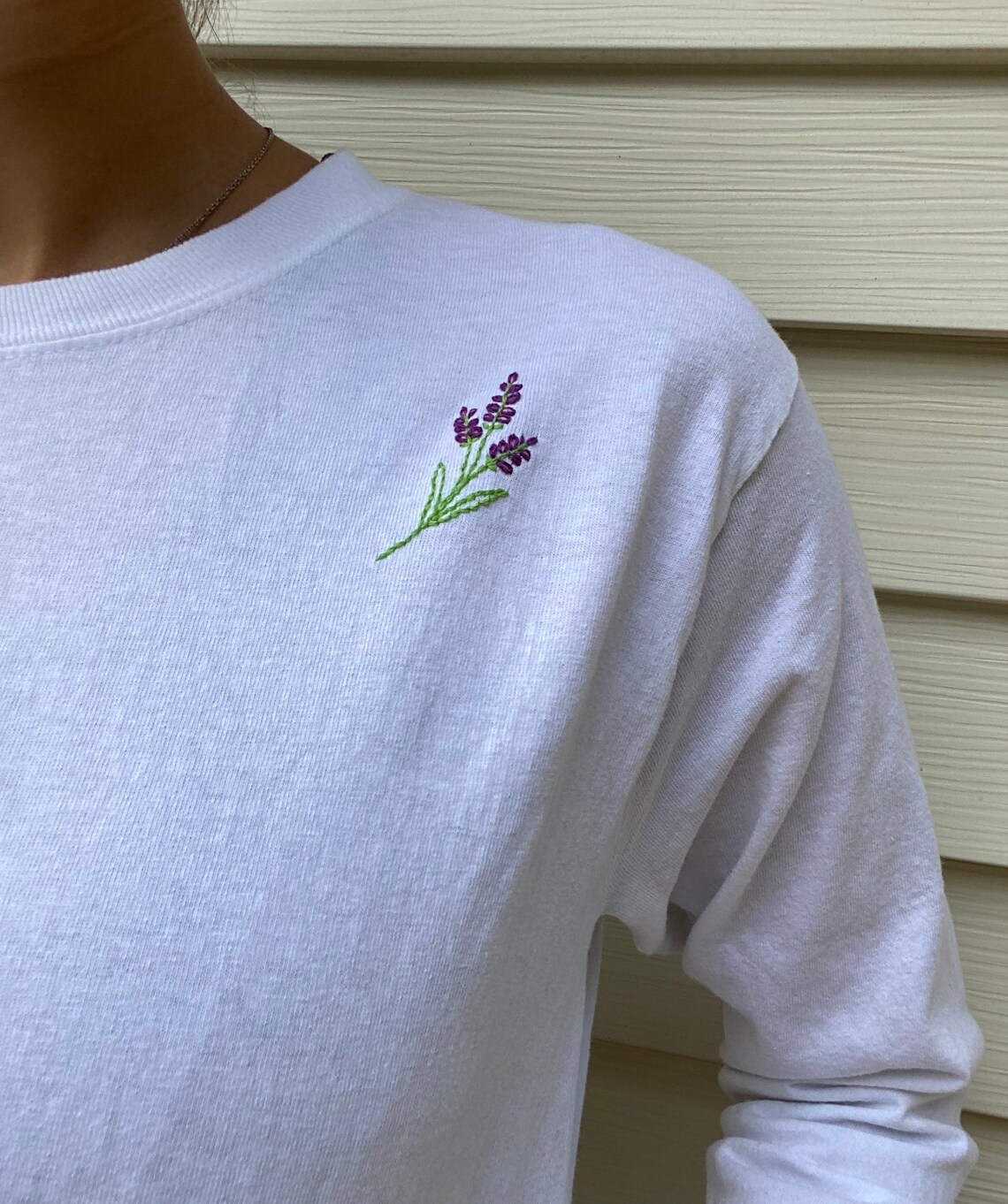 Custom embroidered long sleeve shirt Simple Embroidery | Etsy