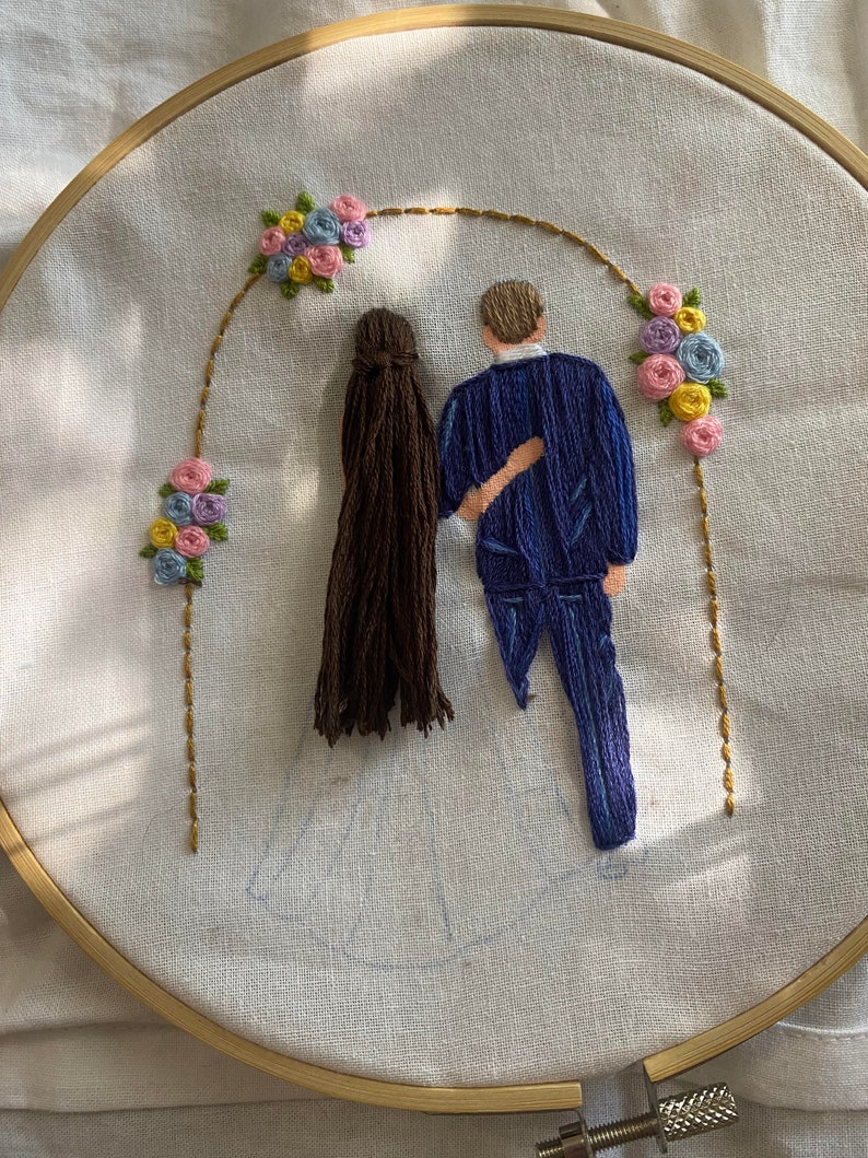 Custom Wedding Embroidery | Bride and Groom Portrait | Wedding Gift for ...