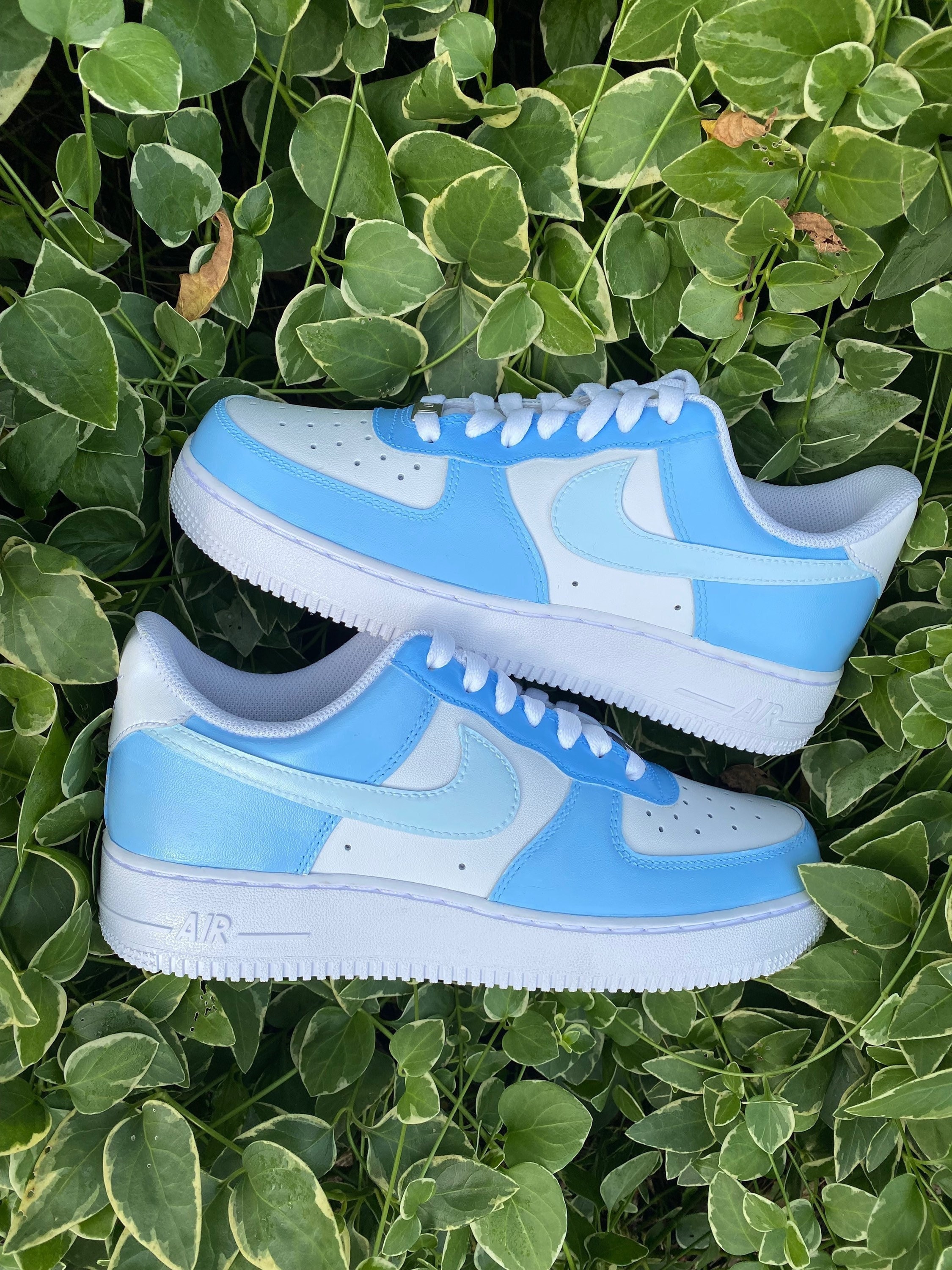 Baby Blue Color Block Customized Air Force 1|handpainted Air Force 1 ...