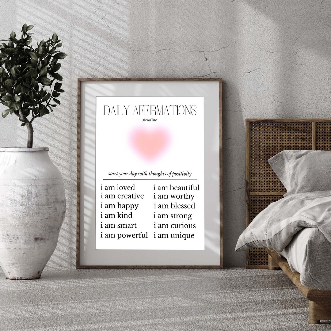 Self-love Affirmations Wall Art | Positive Daily Motivation (digital ...