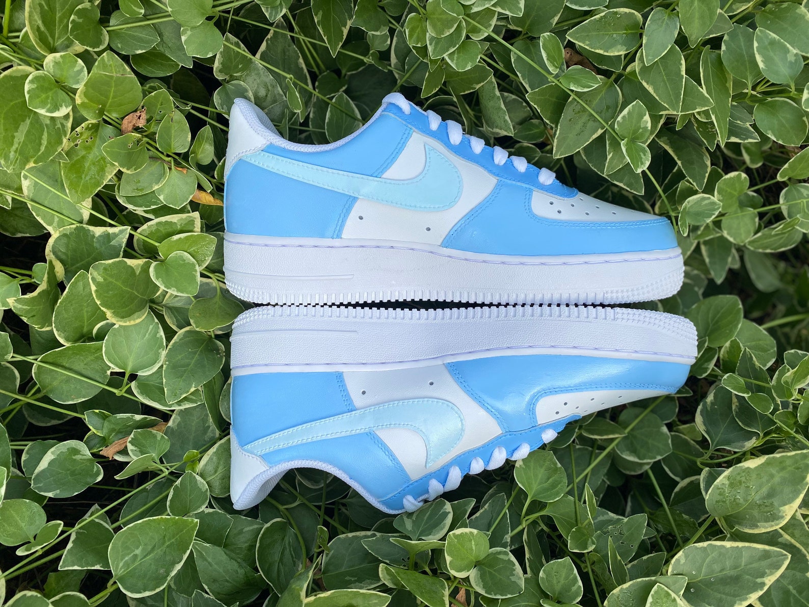 Hand Painted Baby Blue Color Block Air Force 1 Sneakers - Etsy