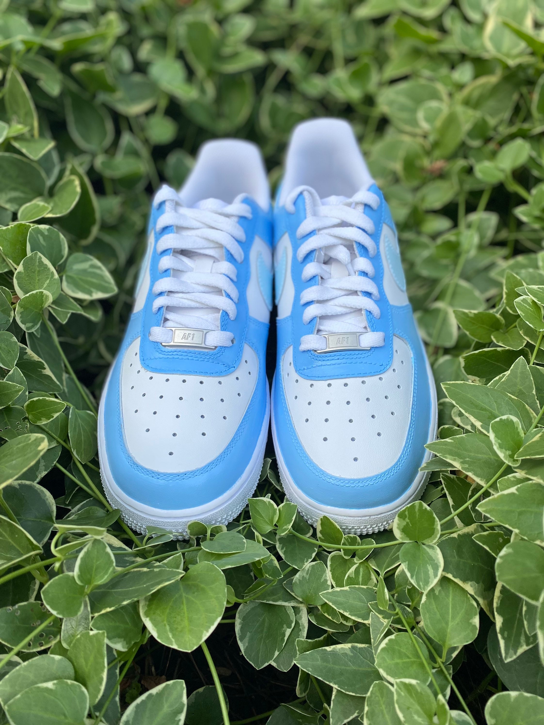 Baby Blue Color Block Customized Air Force 1|handpainted Air Force 1 ...