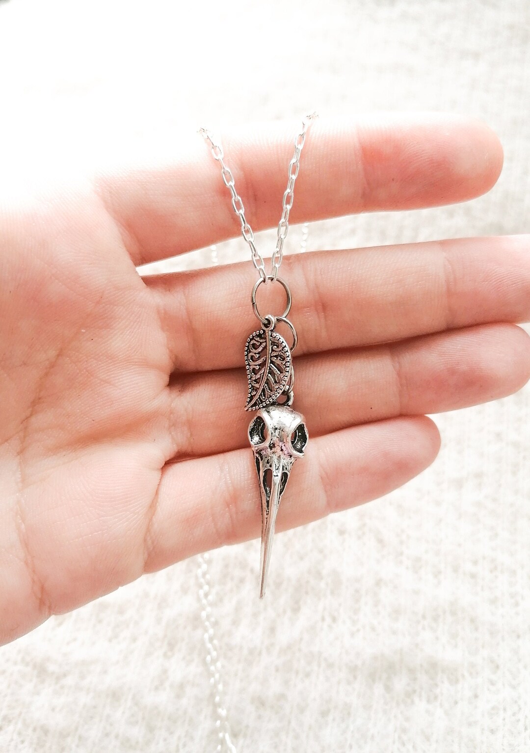 Raven Skull Necklace Hummingbird Skull Necklace Crow Skull - Etsy