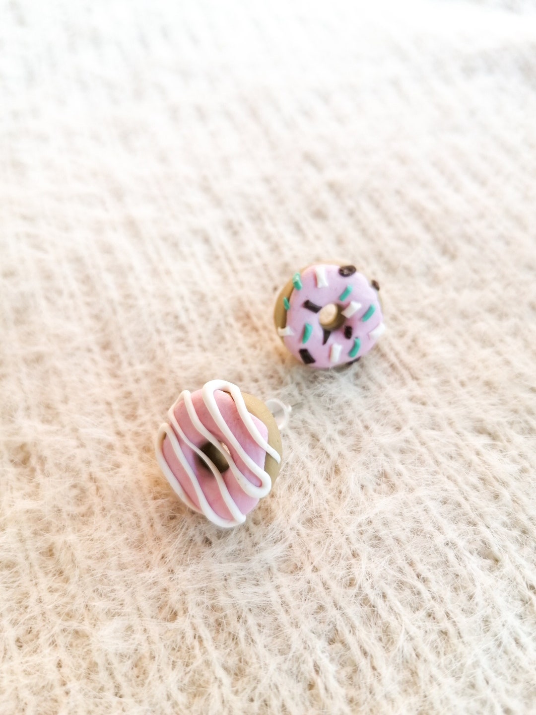 Doughnut Earrings, Donut Earrings, Polymer Doughnuts, Cute Small ...