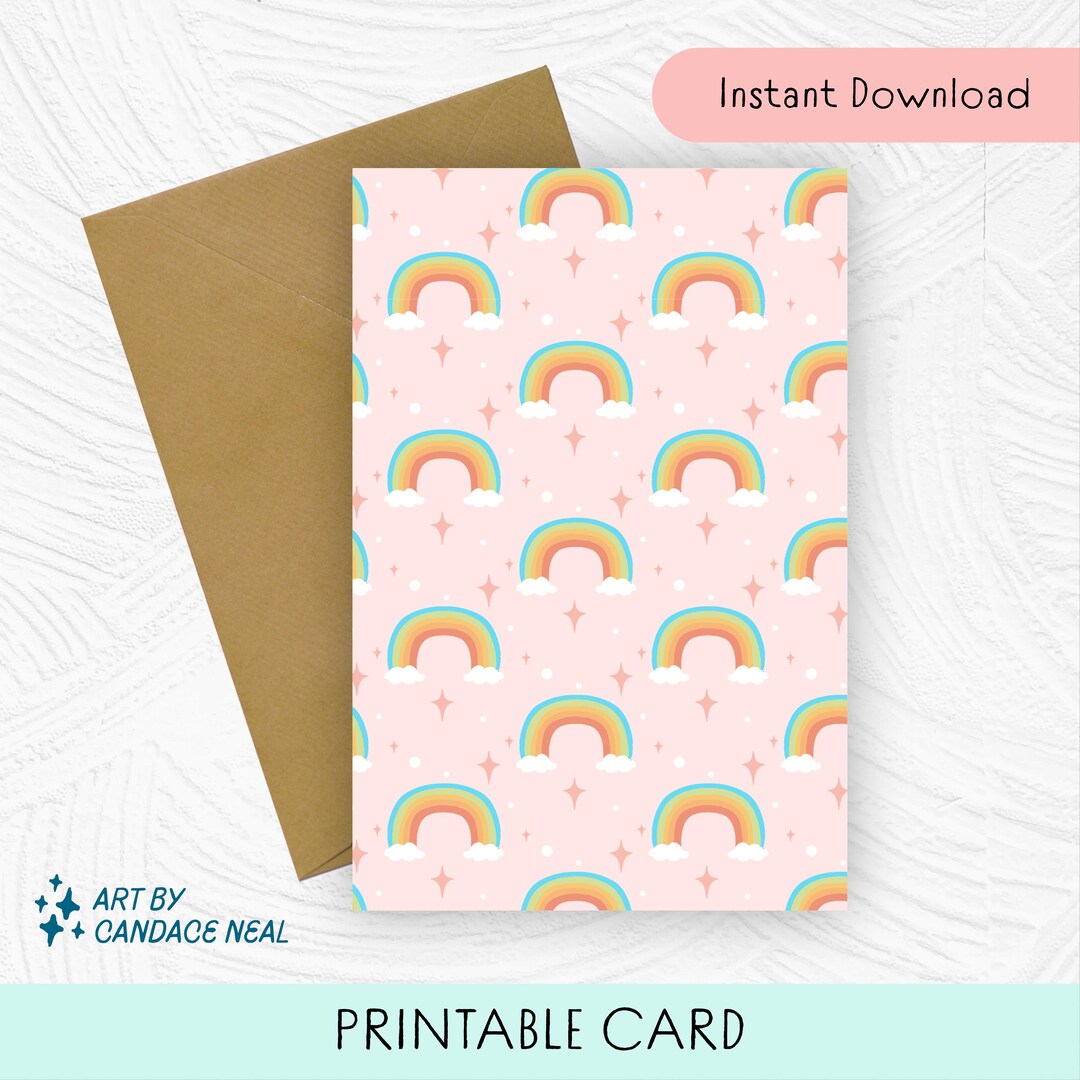 Printable Rainbow Card | Instant Download | Original Illustrated ...