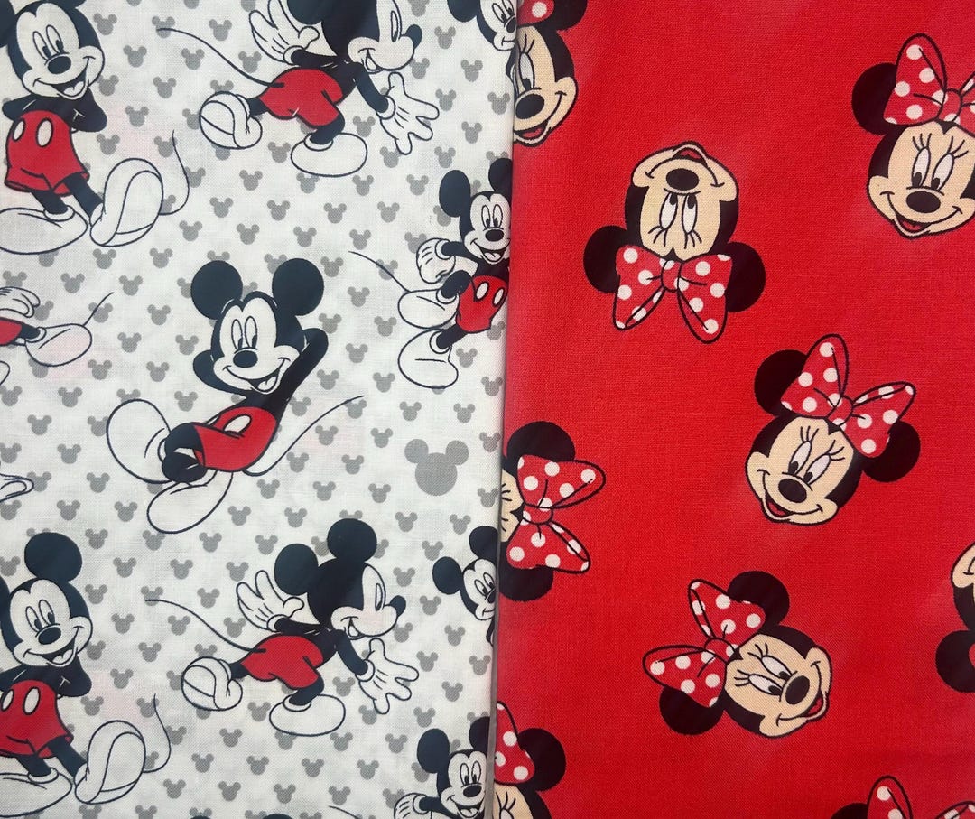 Mickey Mouse Fabric: 100% Cotton, Quilting & Craft - Etsy