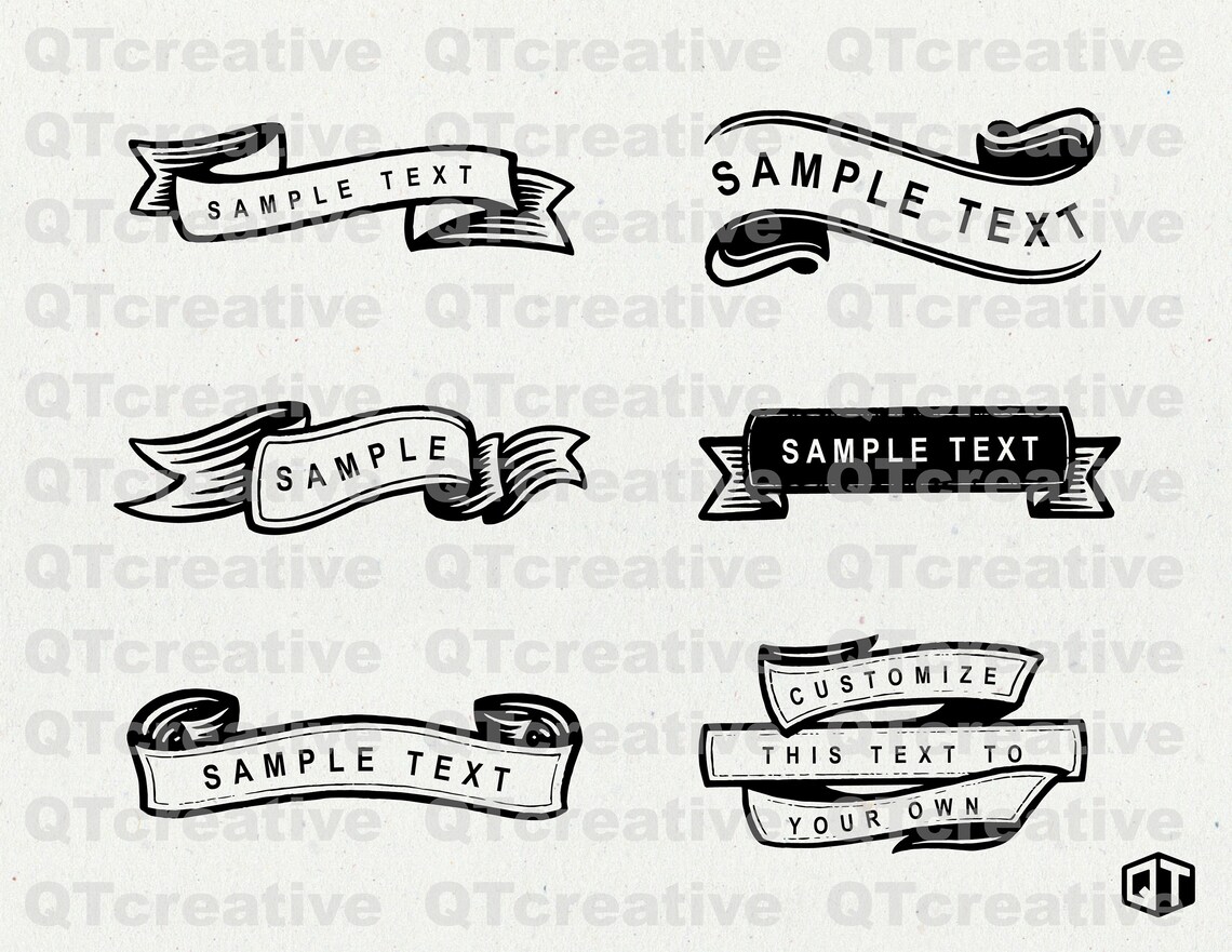 CUSTOM SCROLL BANNERS - Svg, Png, Jpeg, Eps. Instant Download! Set of 6 ...