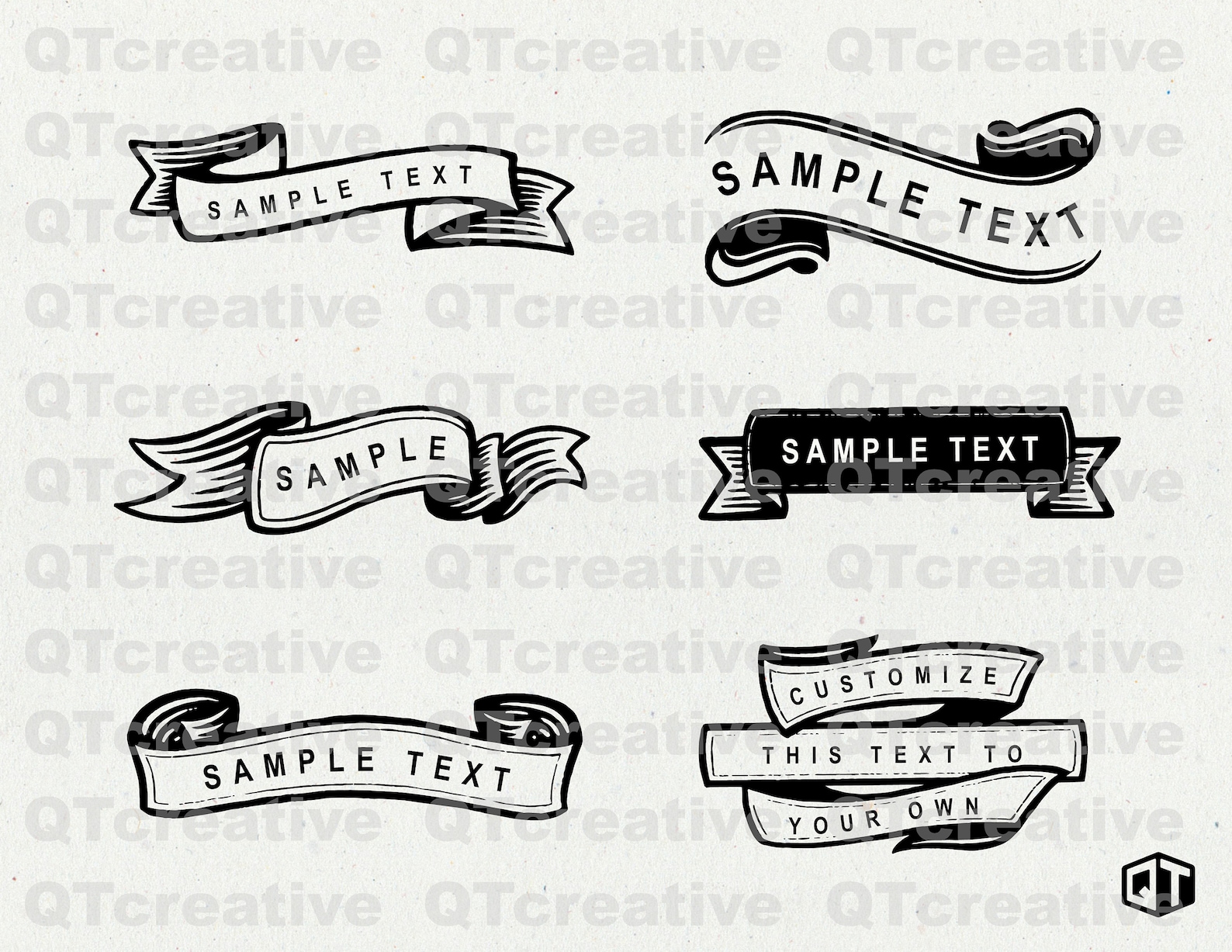 CUSTOM SCROLL BANNERS - Svg, Png, Jpeg, Eps. Instant Download! Set of 6 ...