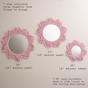 Boho Blush Pink Macrame Mirror | Flower Design Macrame Mirror | Girls ...