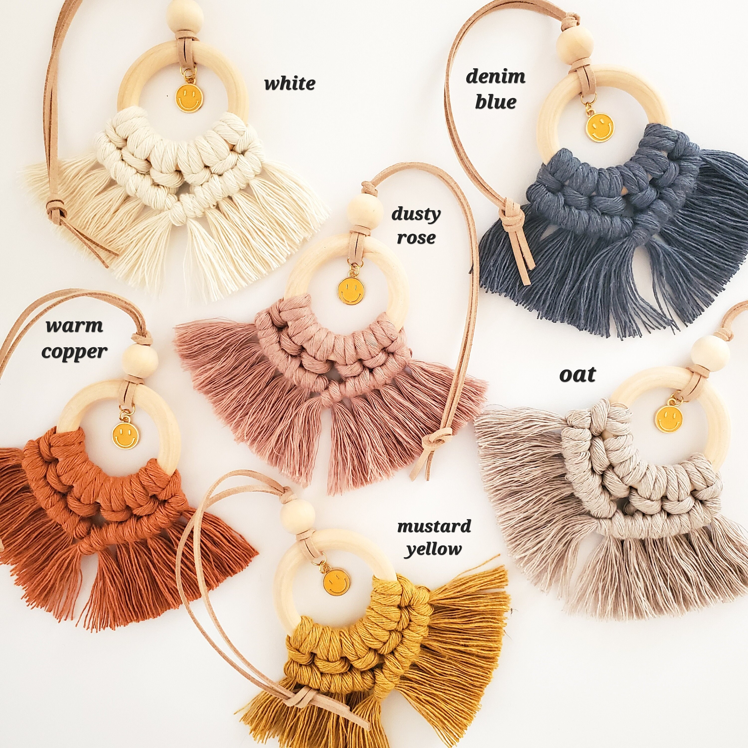 Groovy Smiley Car Charm Retro Happy Face Macrame Car Charm - Etsy