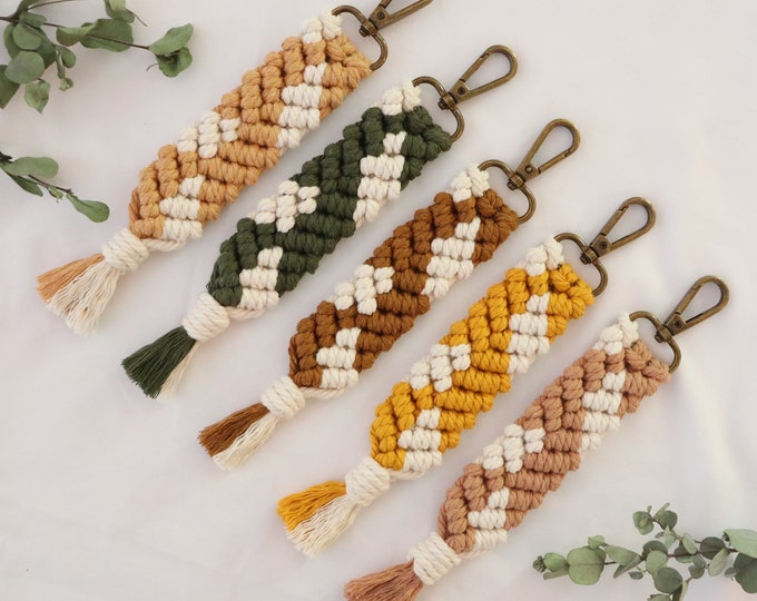 Multicolor Boho Macrame Keychain | Two Tone Purse Charm Tag | Cute ...