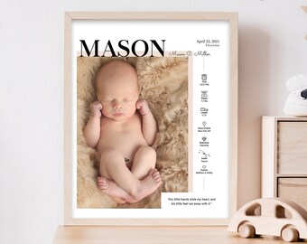 Birth Stats Poster | Etsy