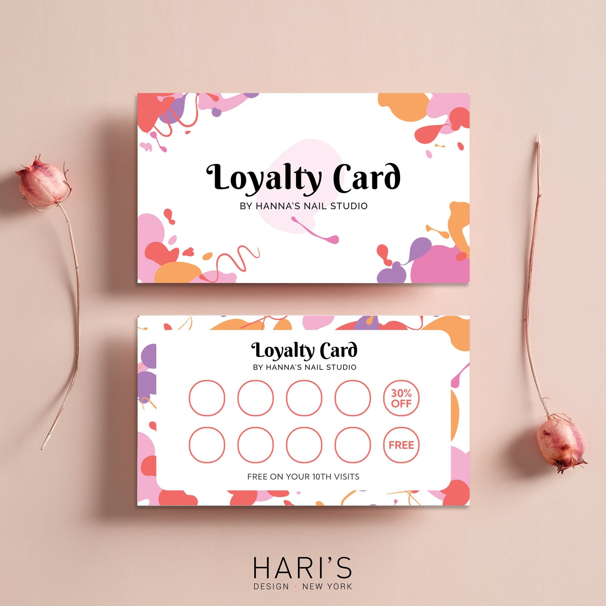 Editable Nails Salon Loyalty Cards Beauty Referral Card - Etsy