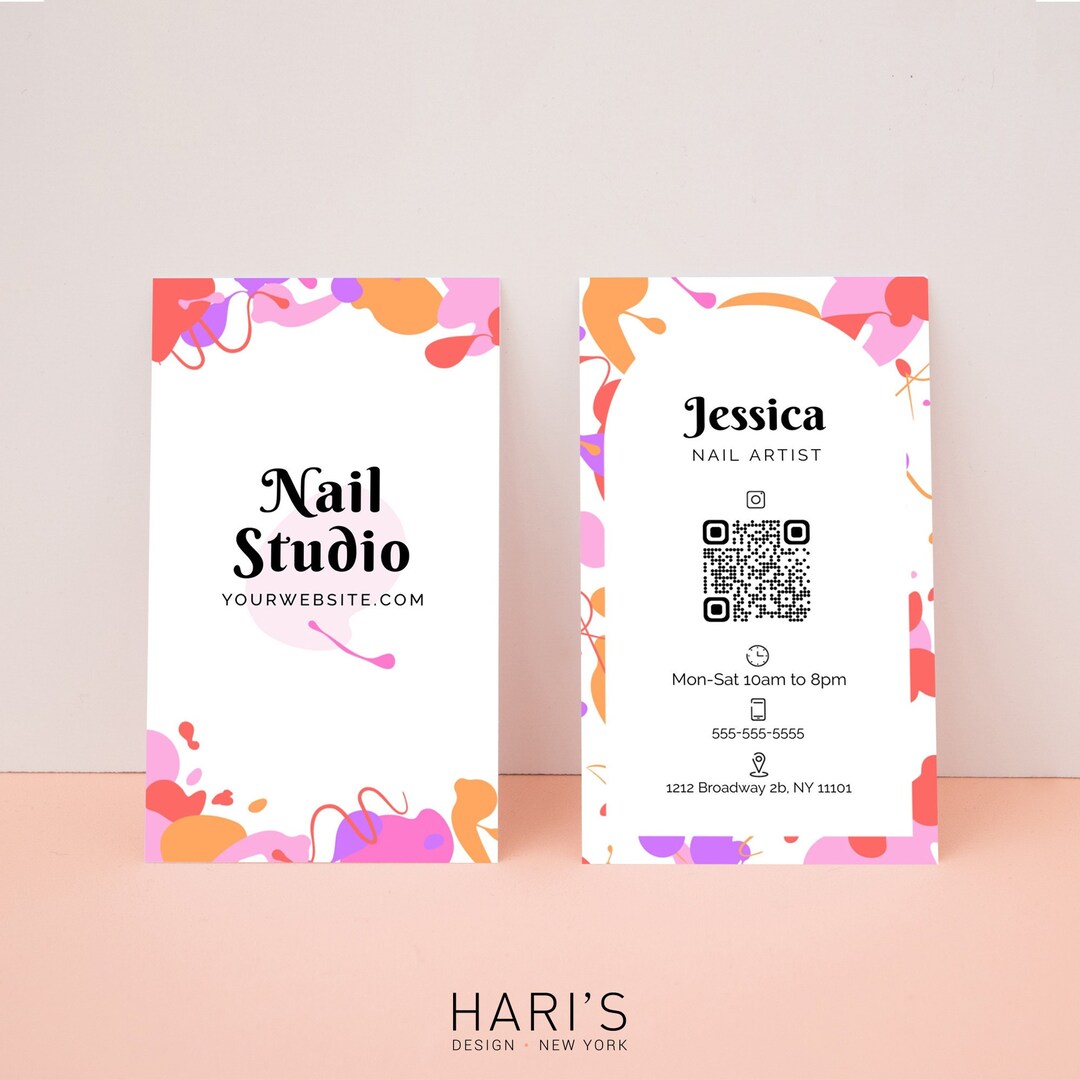 Editable Nails Salon Business Card, Nails Business Card, Nail Shop ...