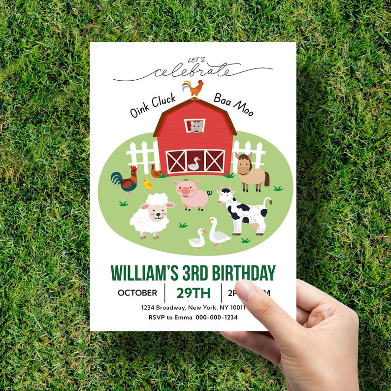 Editable Farm Birthday Invitation Barnyard Party Invite Barn - Etsy