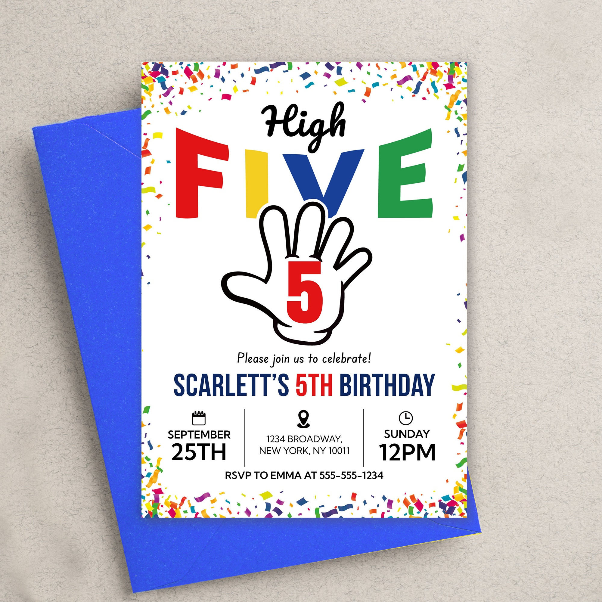 5th Birthday Invite High Five Birthday Invitation Editable - Etsy
