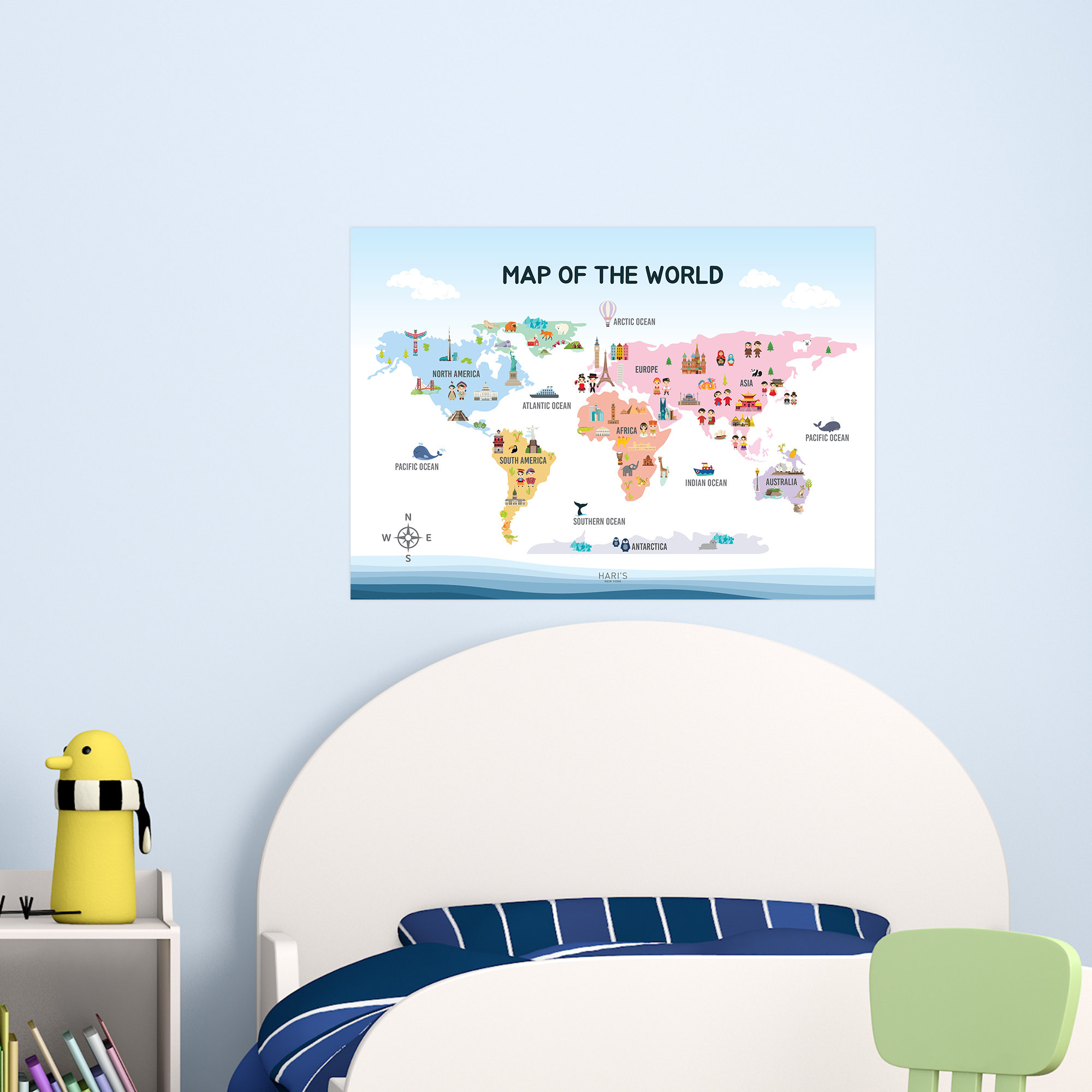 Children World Map Poster Illustrations Poster Map of the - Etsy