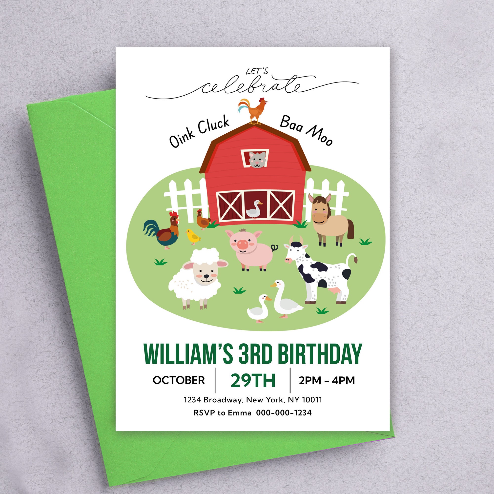 Editable Farm Birthday Invitation Barnyard Party Invite Barn - Etsy