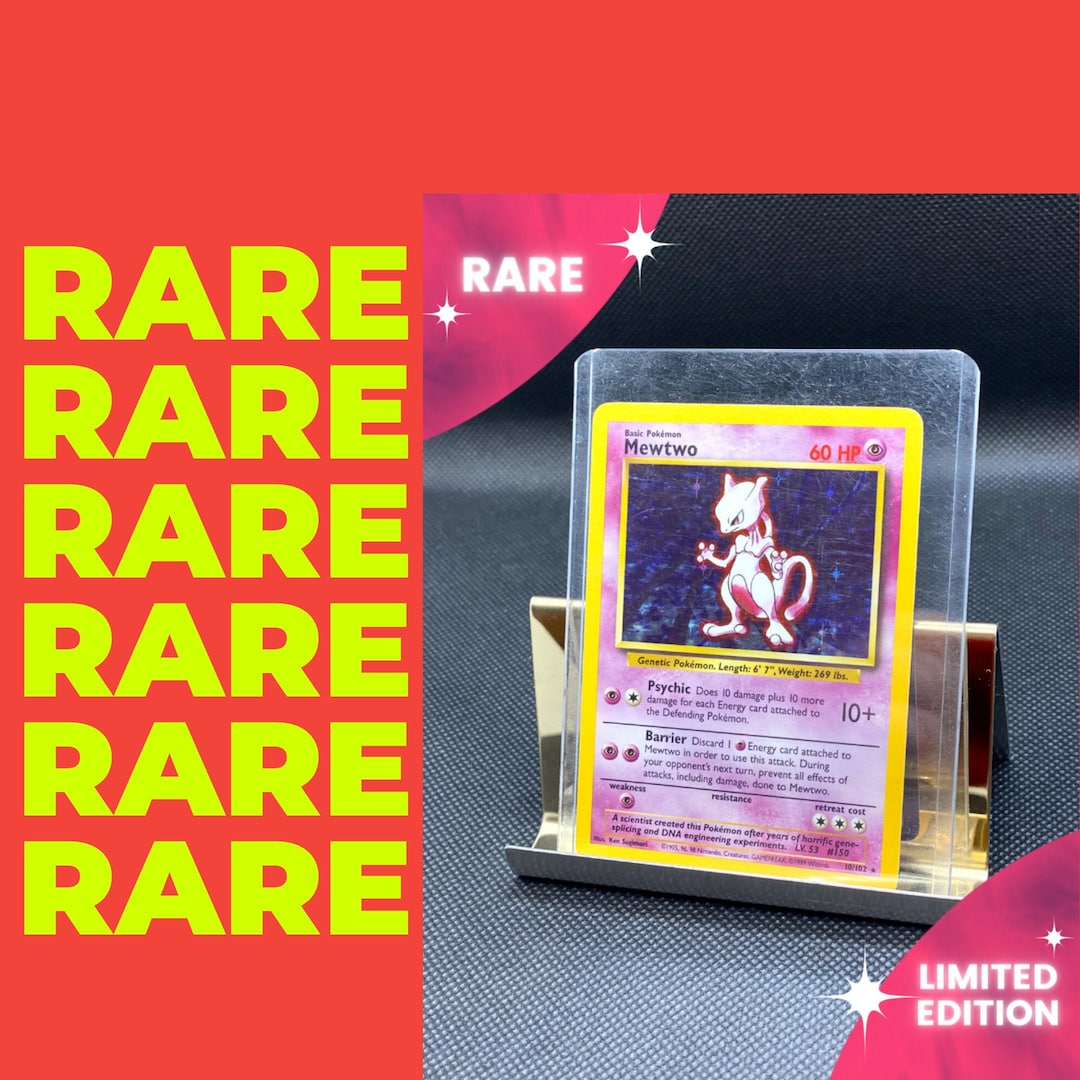 Mewtwo Pokémon Holographic Card (PSA Real Card) - Etsy