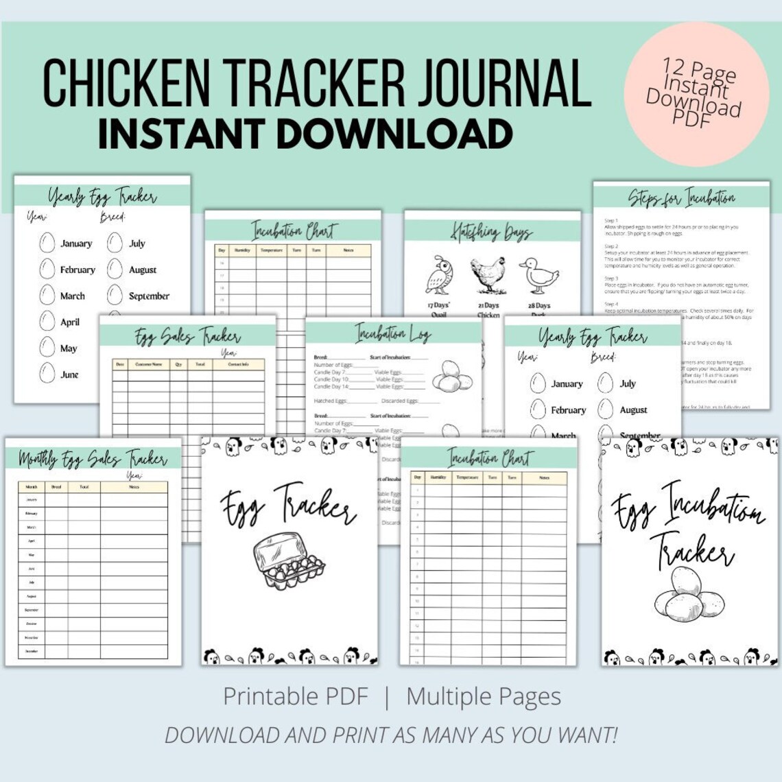 Egg Tracker Printable, Egg Sales Tracker, Egg Production Tracker ...