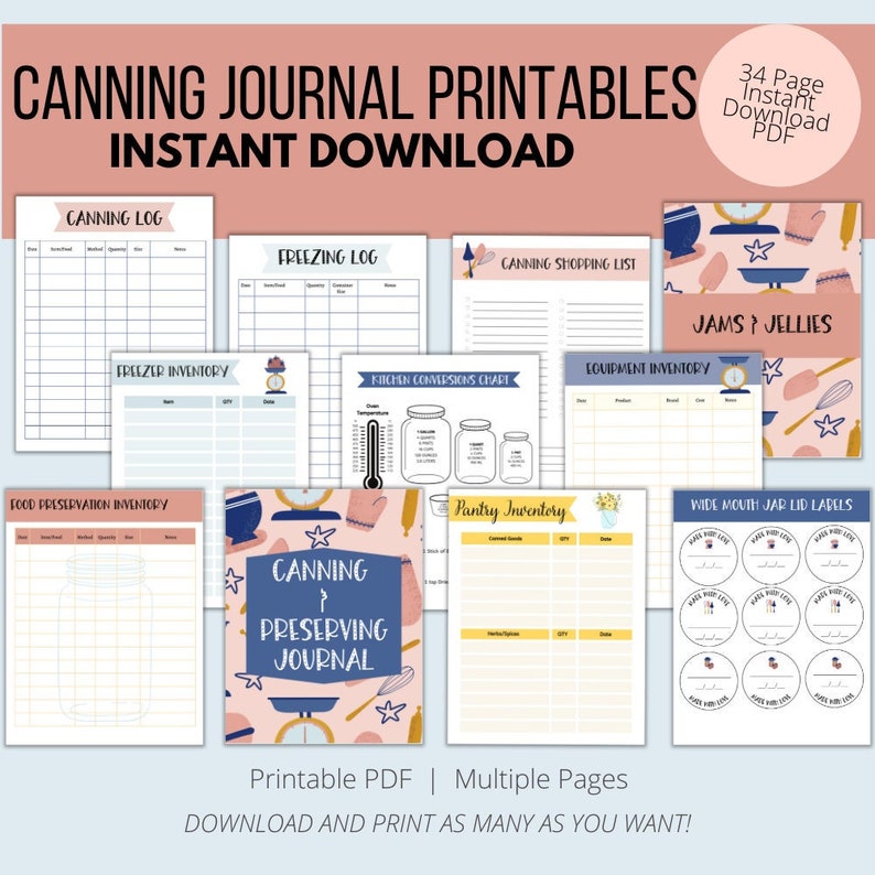 Canning Planner Printables, Canning Journal, Homestead Planner, Pantry ...