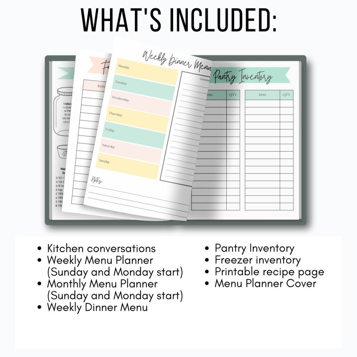 Meal Planner Printable, Weekly Meal Planner, Monthly Meal Planner, Menu ...