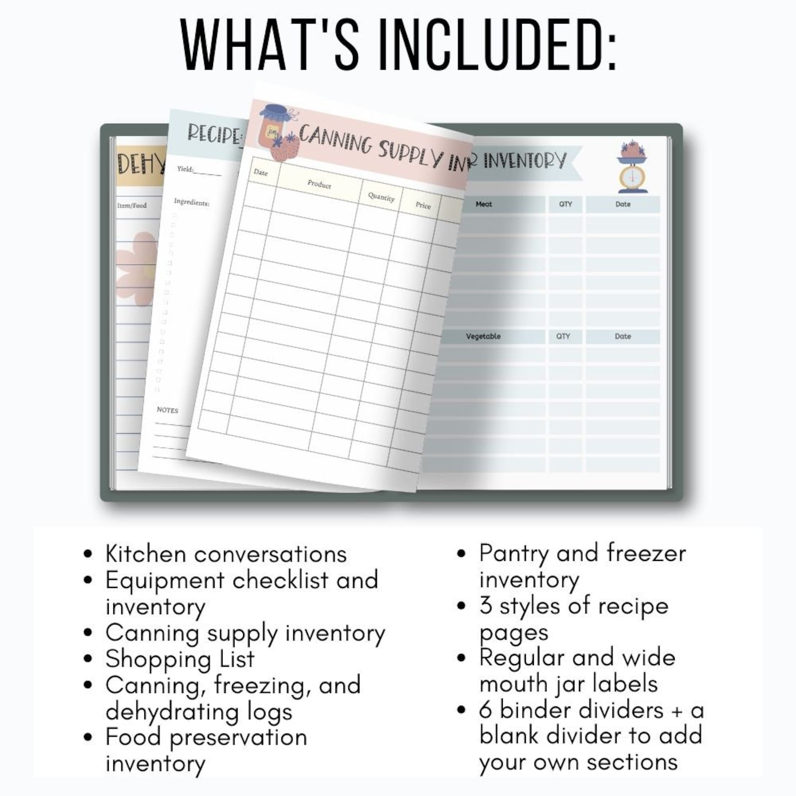 Canning Planner Printables, Canning Journal, Homestead Planner, Pantry ...
