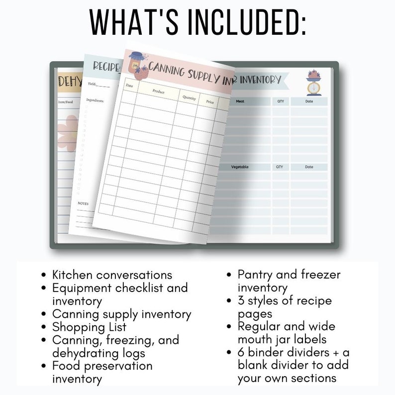 Canning Planner Printables, Canning Journal, Homestead Planner, Pantry ...