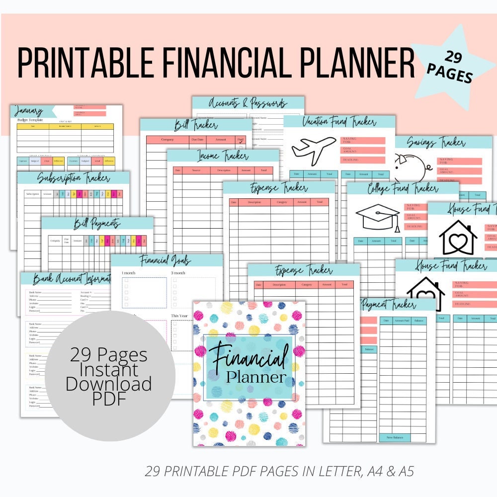 Financial Planner Printable, Savings Tracker, Financial Tracker ...