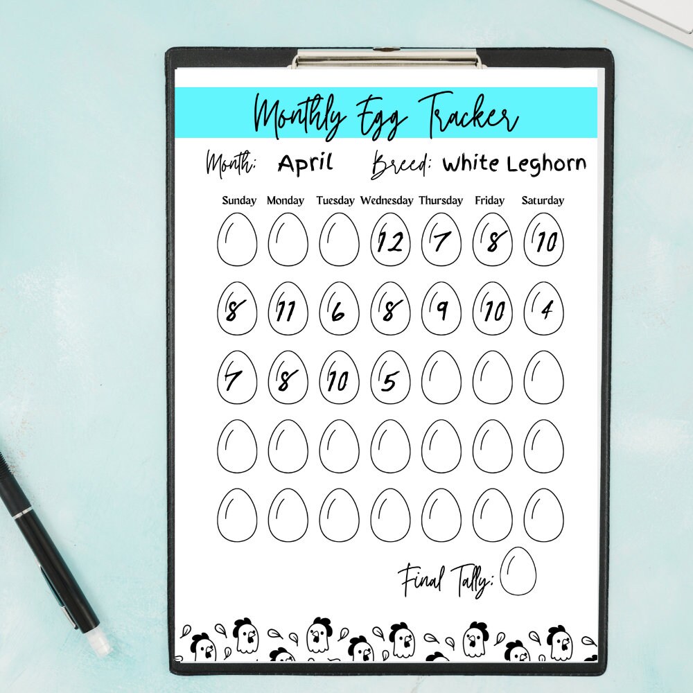 Egg Tracker Printable, Egg Sales Tracker, Egg Production Tracker ...