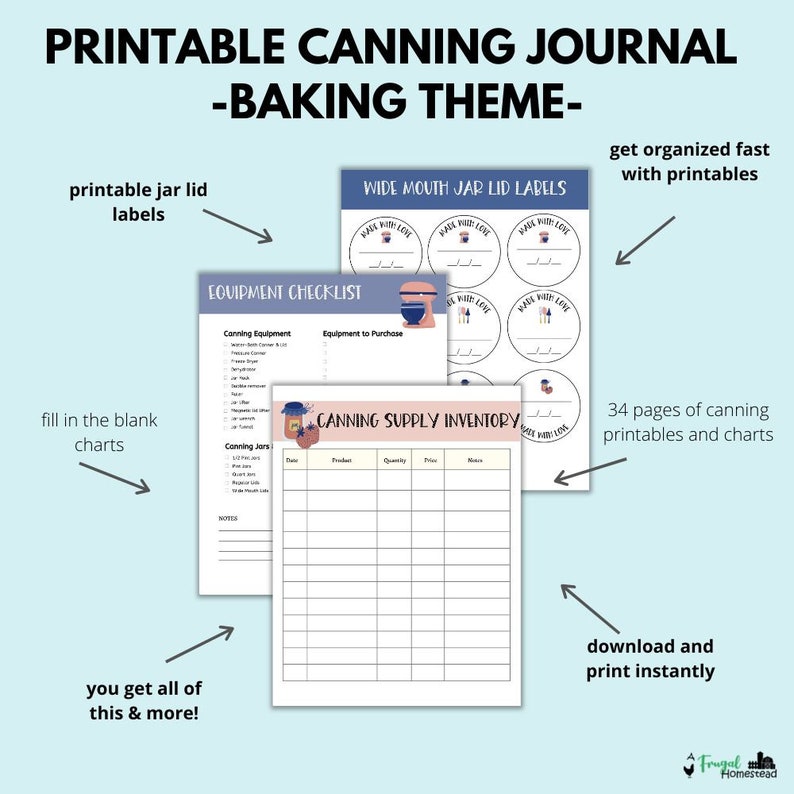 Canning Planner Printables, Canning Journal, Homestead Planner, Pantry ...