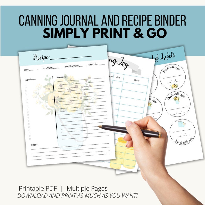Canning Journal Printable, Canning Planner, Homestead Planner, Pantry ...