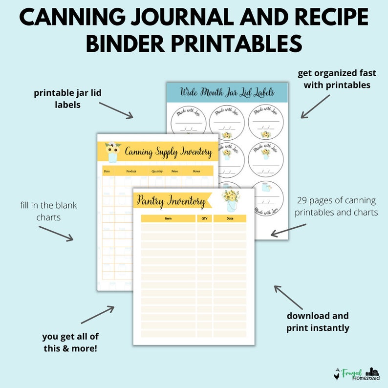 Canning Journal Printable, Canning Planner, Homestead Planner, Pantry ...