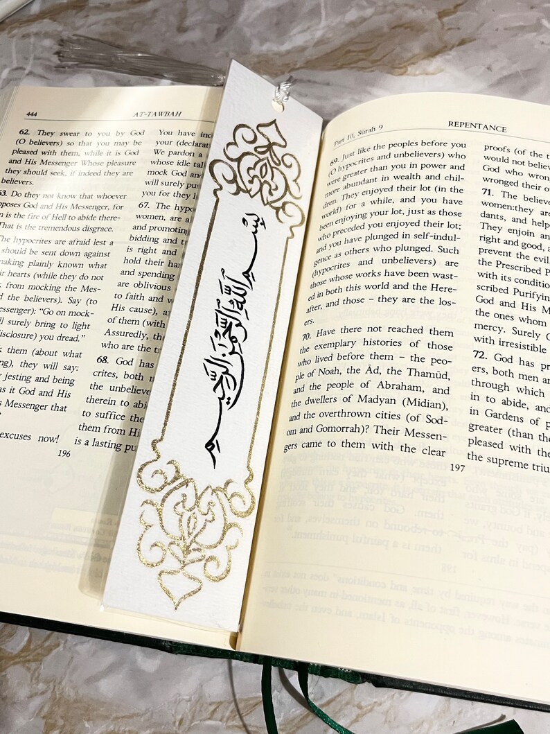 HANDPAINTED ISLAMIC BOOKMARK Gold and Black Arabic Calligraphy Book ...