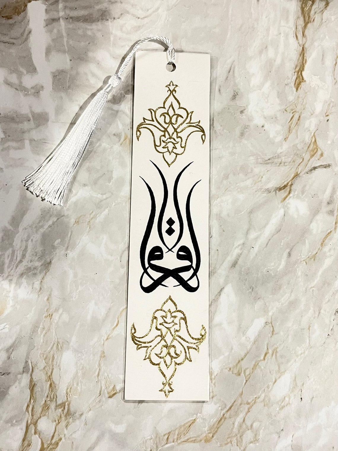 HANDPAINTED ISLAMIC BOOKMARK Gold and Black Arabic Calligraphy Book ...