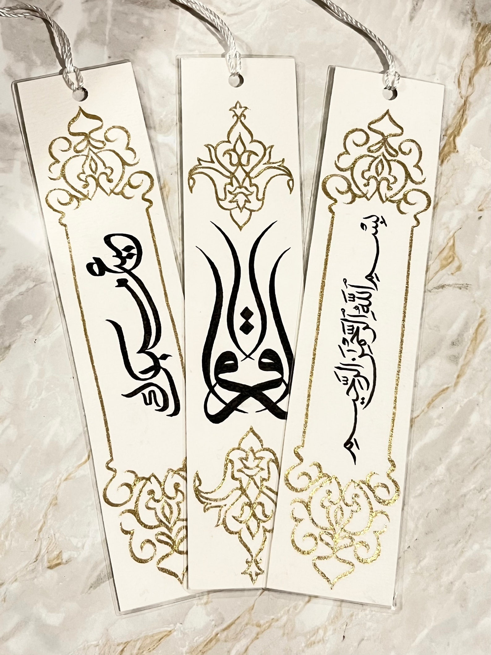 HANDPAINTED ISLAMIC BOOKMARK Gold and Black Arabic Calligraphy Book ...