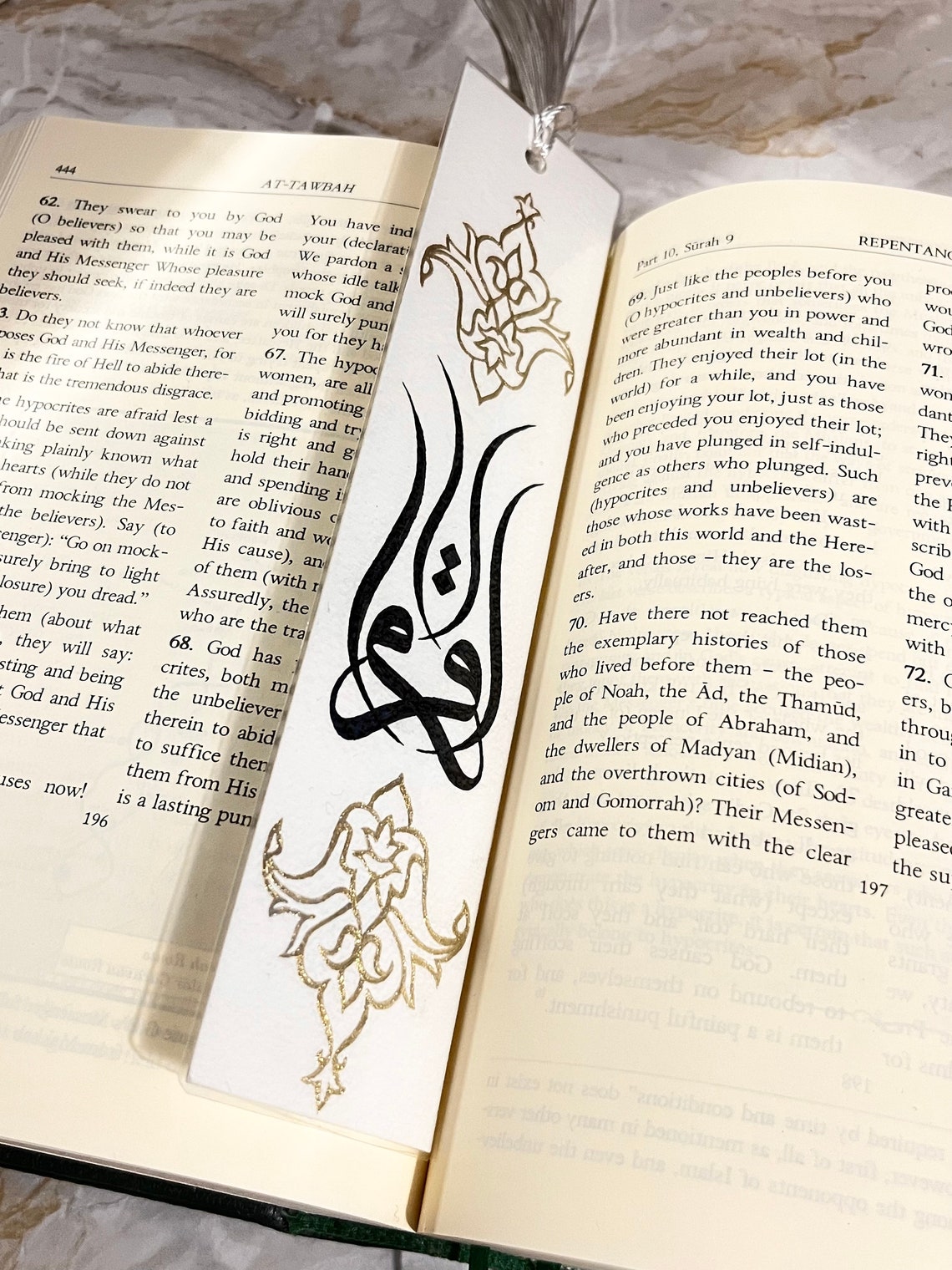 HANDPAINTED ISLAMIC BOOKMARK Gold and Black Arabic Calligraphy Book ...