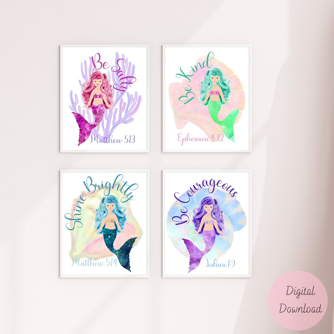 Positive Affirmation Christian Mermaid Wall Art - Digital Download ...
