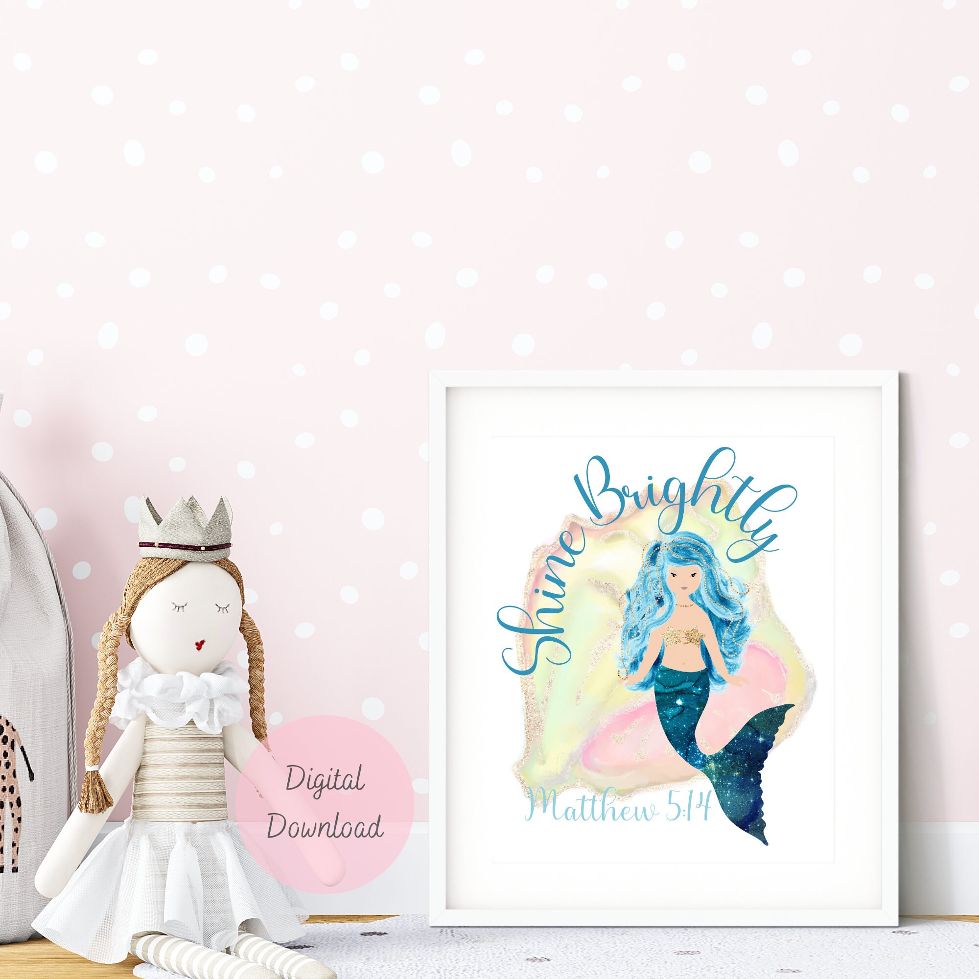 Positive Affirmation Christian Mermaid Wall Art - Digital Download ...
