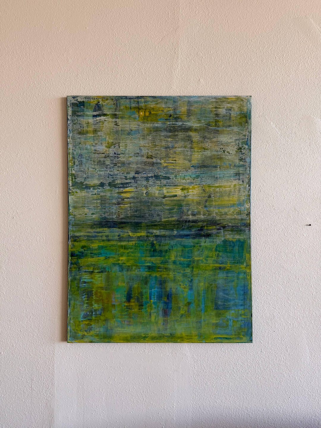 Large Abstract Painting by Gavin Mc Groggan – Contemporary Green & Blue ...