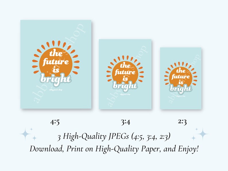 The Future is Bright Print | Motivational Wall Art | Positive Quote ...