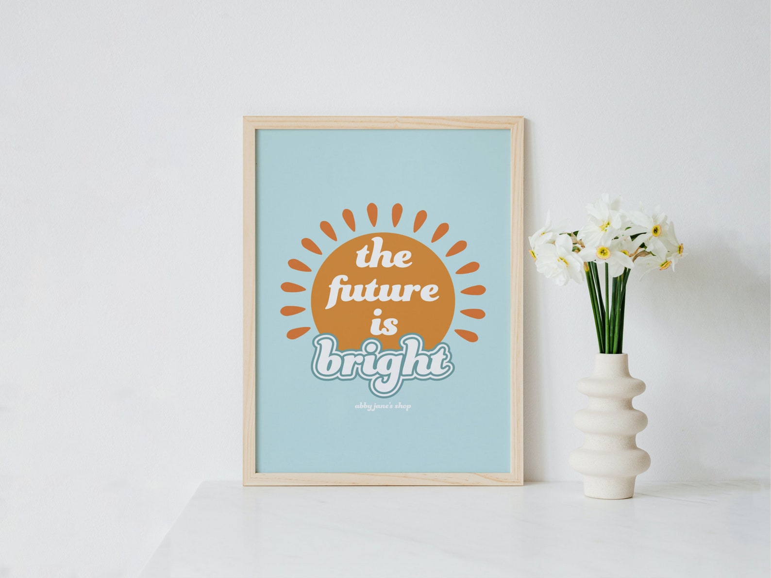 The Future is Bright Print | Motivational Wall Art | Positive Quote ...