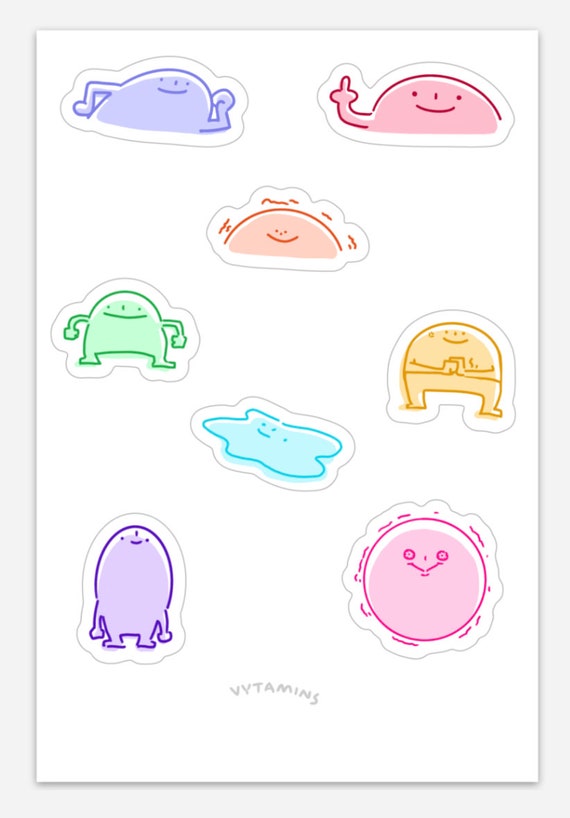 Blob Friends Sticker Sheet - Etsy