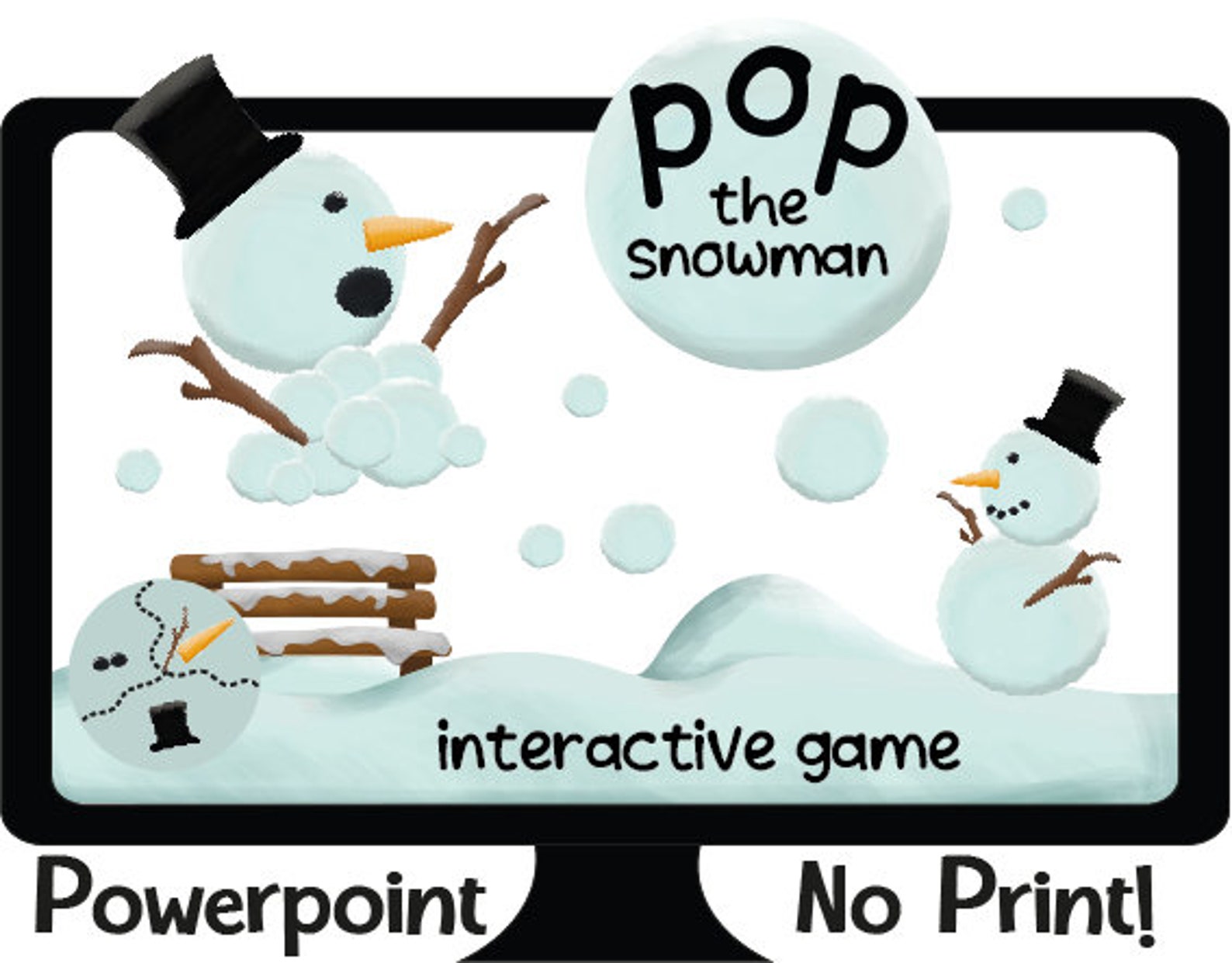 Pop the Snowman! Interactive Winter Powerpoint Game, Animated Popping ...