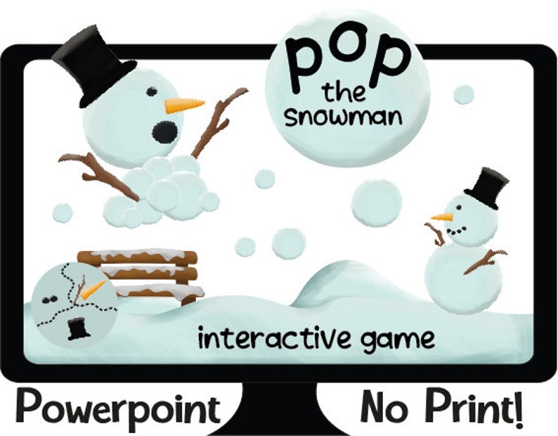 Pop the Snowman! Interactive Winter Powerpoint Game, Animated Popping ...