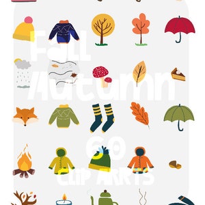 Autumn Fall Clipart – Leaves Acorn Squirrel Pumpkin Leaf Raincoat ...