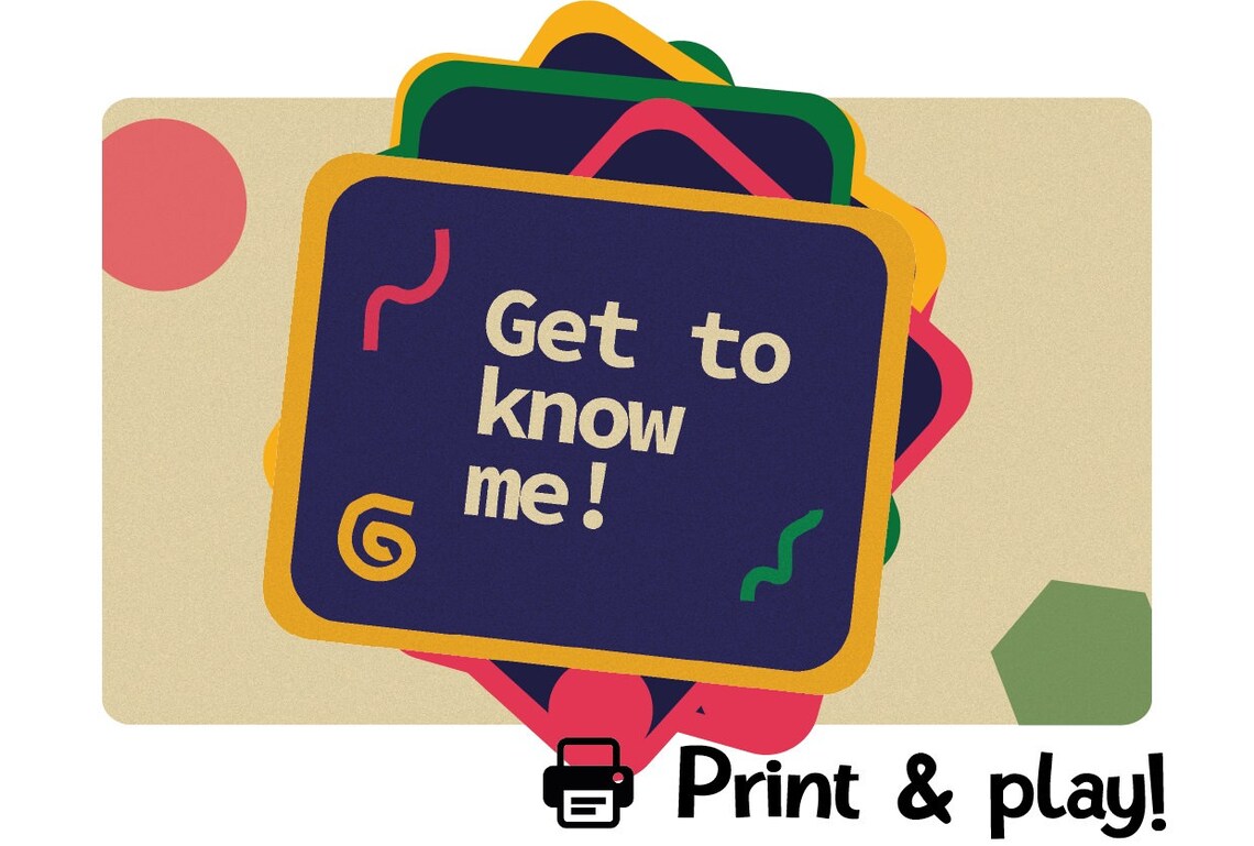 Get to Know Me Printable Cards With 20 Conversation Starters, Ice ...